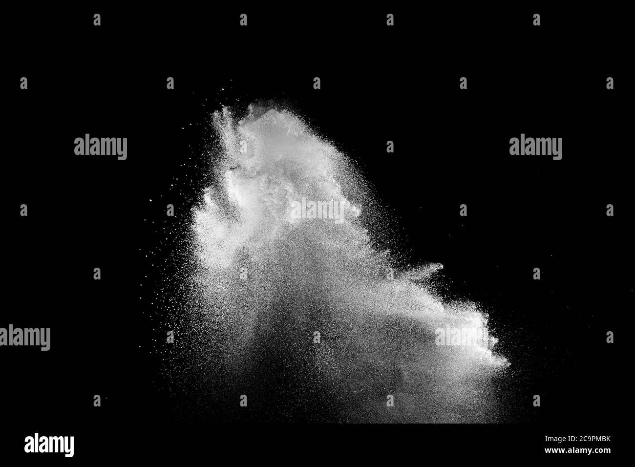 Abstract white powder dust explosion on black background Stock Photo ...