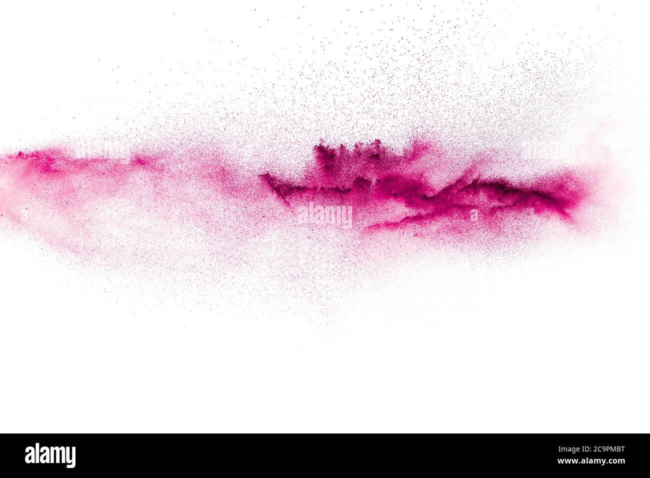 Pink particles splatter on white background. Pink powder exploding ...