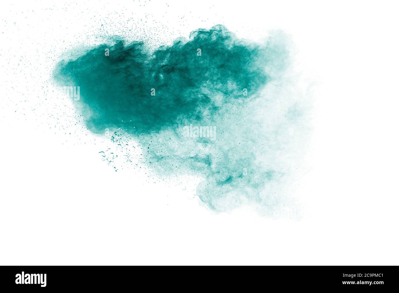 Green powder explosion on white background Stock Photo - Alamy