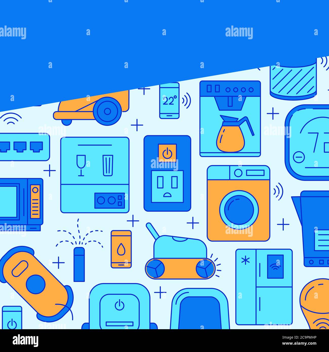 Automated home banner template in colored line style with place for ...