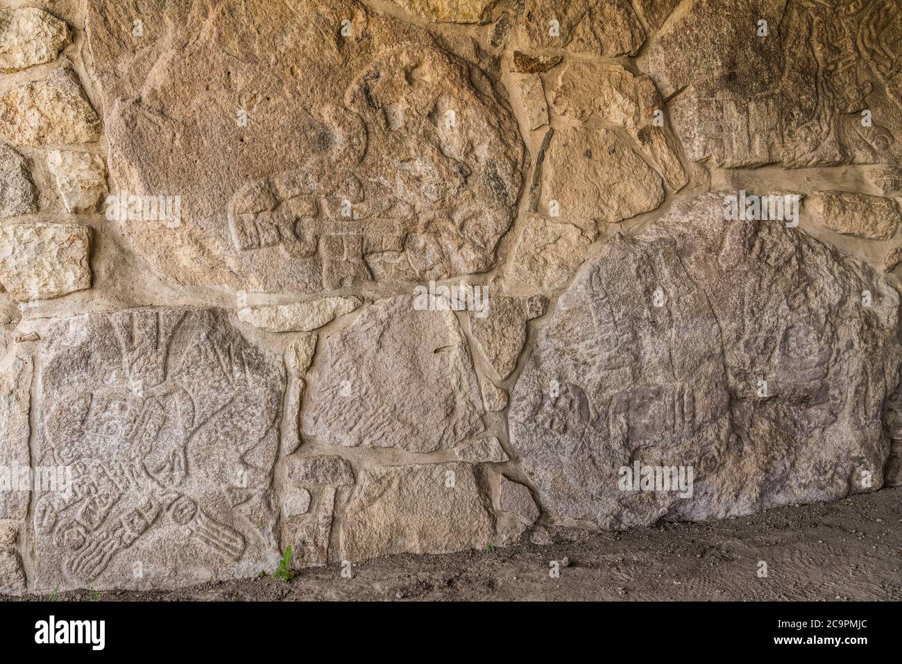 The Gallery on the wall of Building A in the ruins of the pre-Hispanic ...