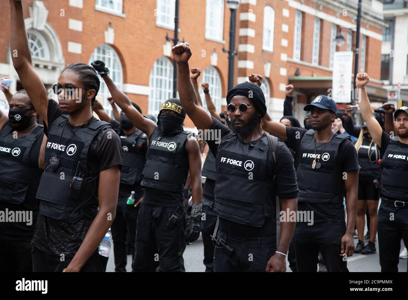 London, UK. 01st Aug, 2020. Members of FF Force AKA Forever Family ...