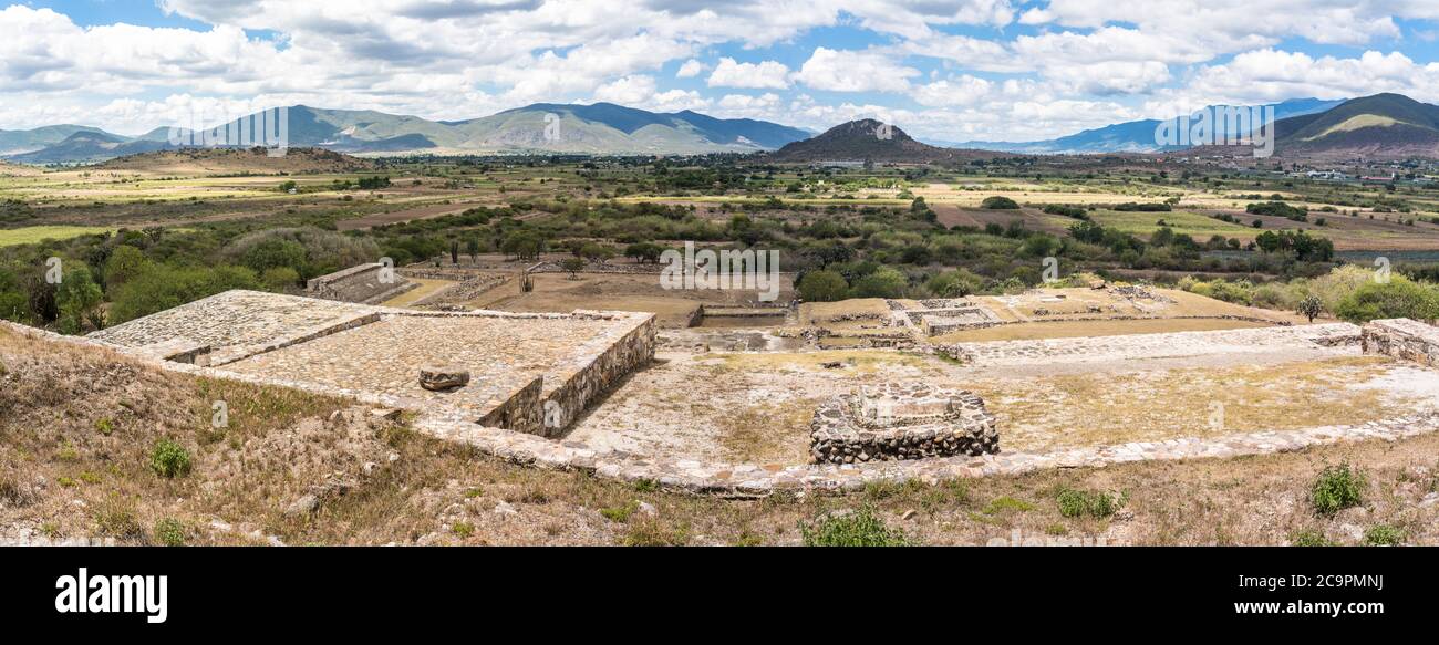 The top of Building A and the ruins of the pre-Hispanic Zapotec city of ...