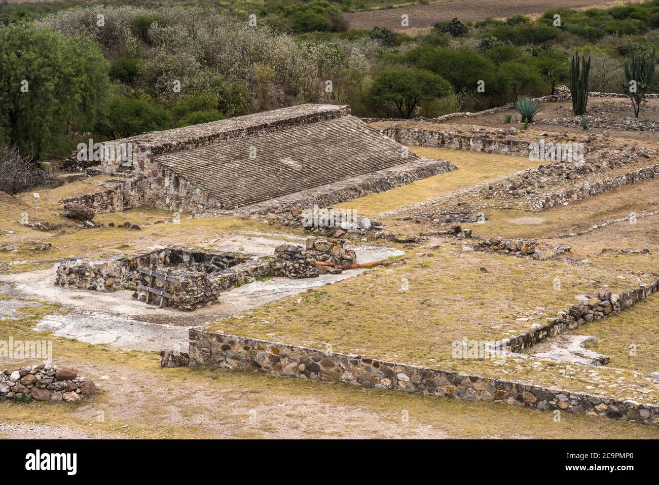 The ball court in the ruins of the pre-Hispanic Zapotec city of Dainzu ...