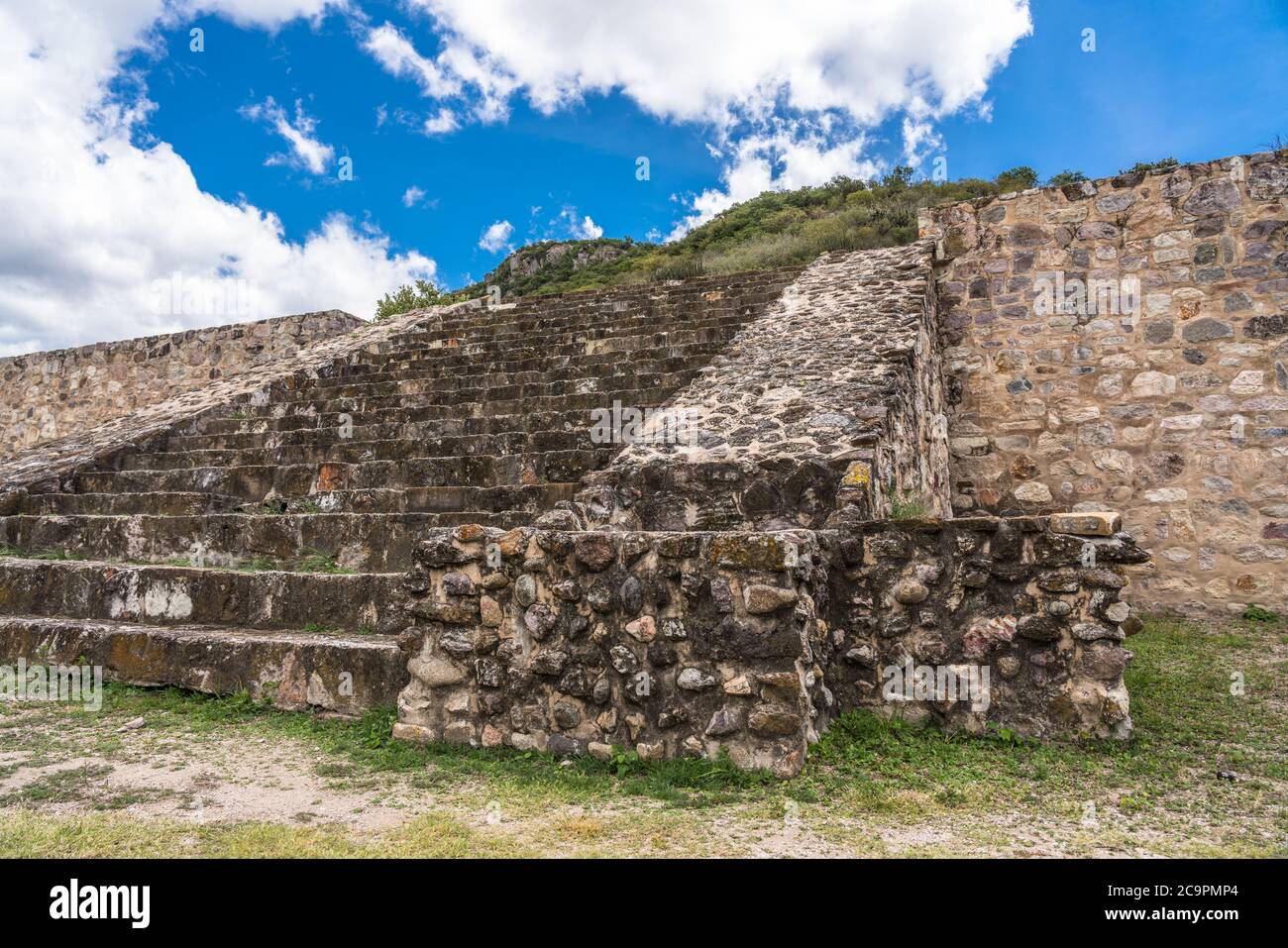 Building A in the ruins of the pre-Hispanic Zapotec city of Dainzu in ...