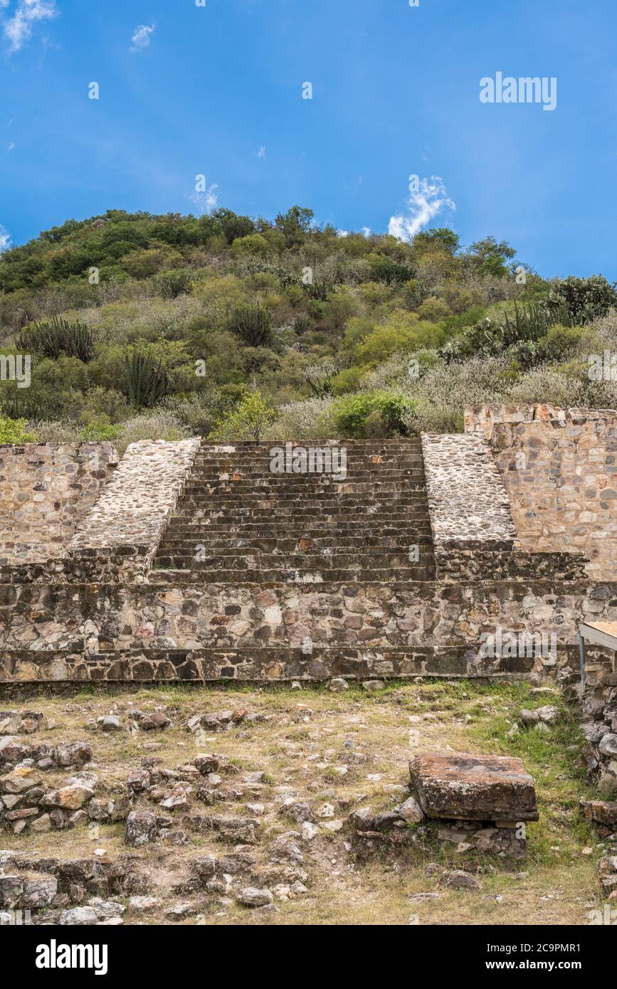 Building A in the ruins of the pre-Hispanic Zapotec city of Dainzu in ...