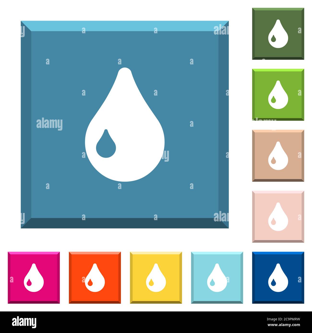 Drop white icons on edged square buttons in various trendy colors Stock ...