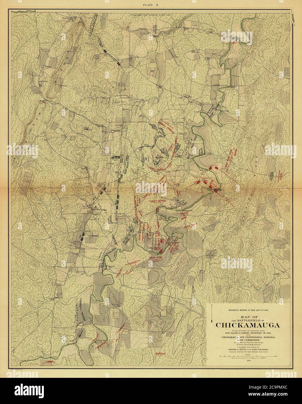 Map of the battlefields of Chickamauga, Chattanooga and vicinity Stock ...