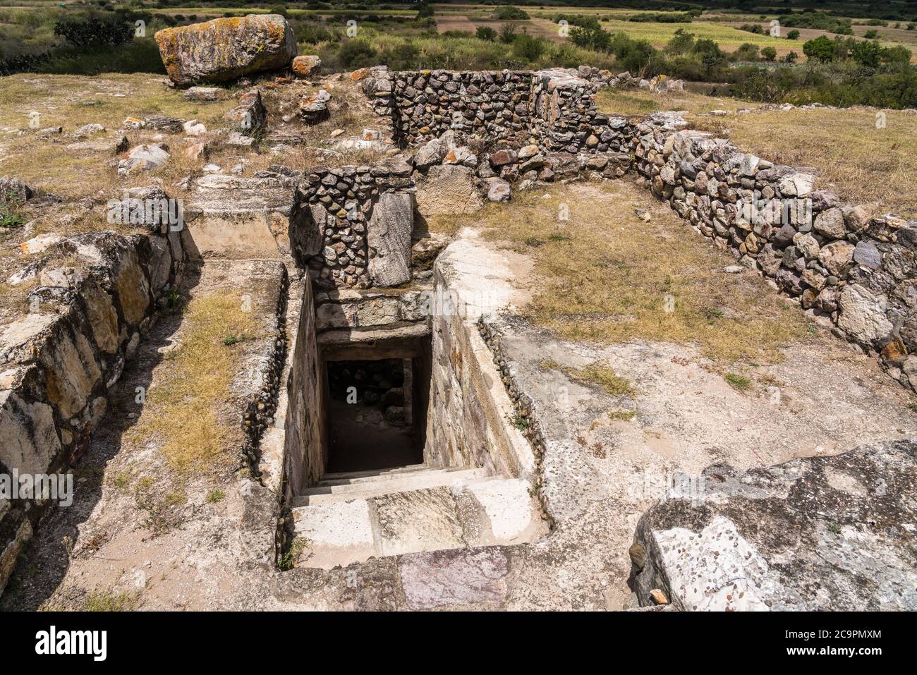 The entryway into the interior of Building B in the ruins of the pre ...