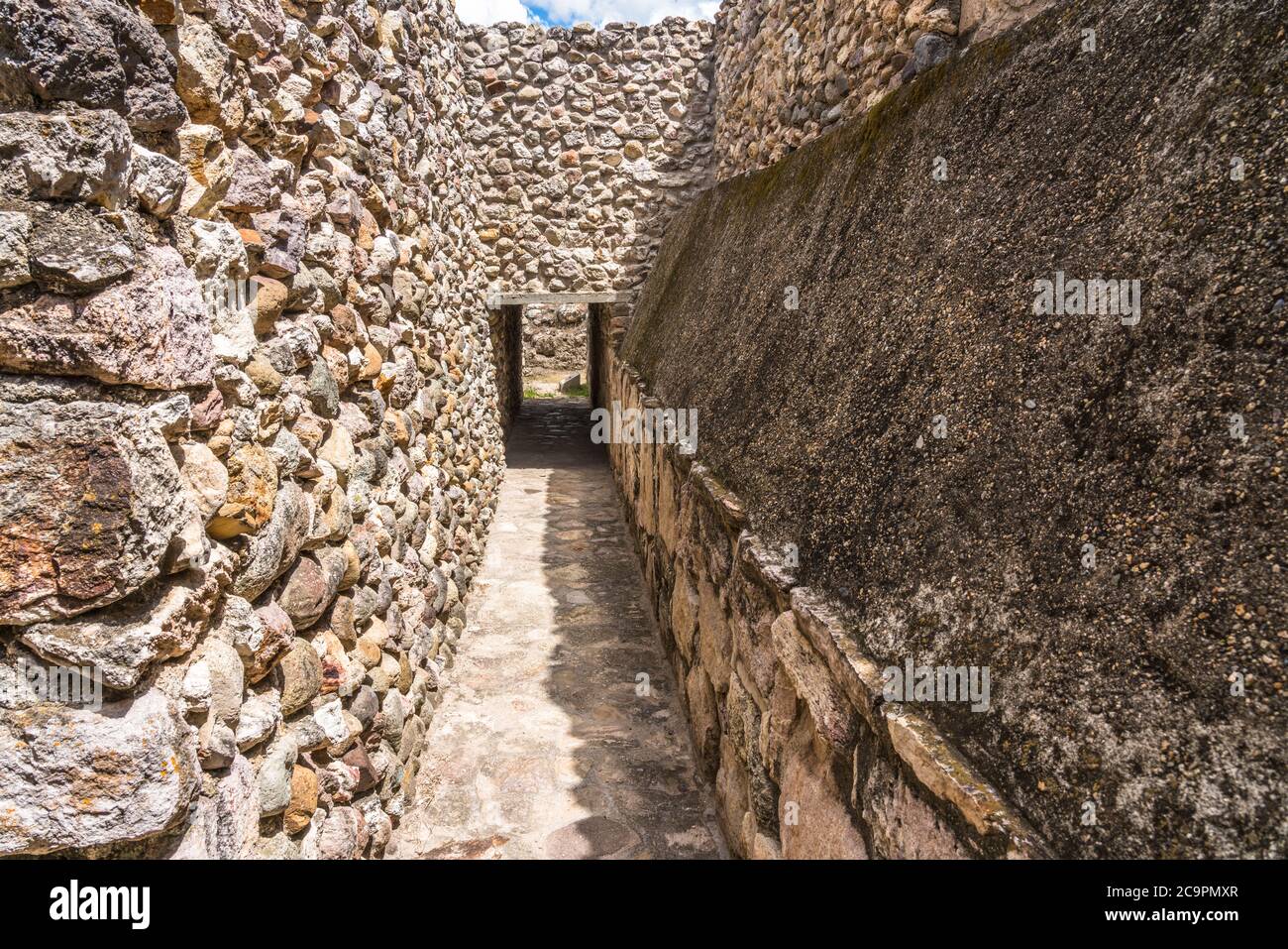 The entryway into the interior of Building B in the ruins of the pre ...