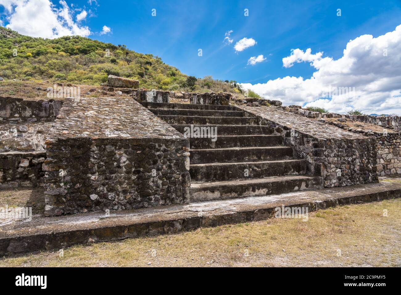 Building B in the ruins of the pre-Hispanic Zapotec city of Dainzu in ...