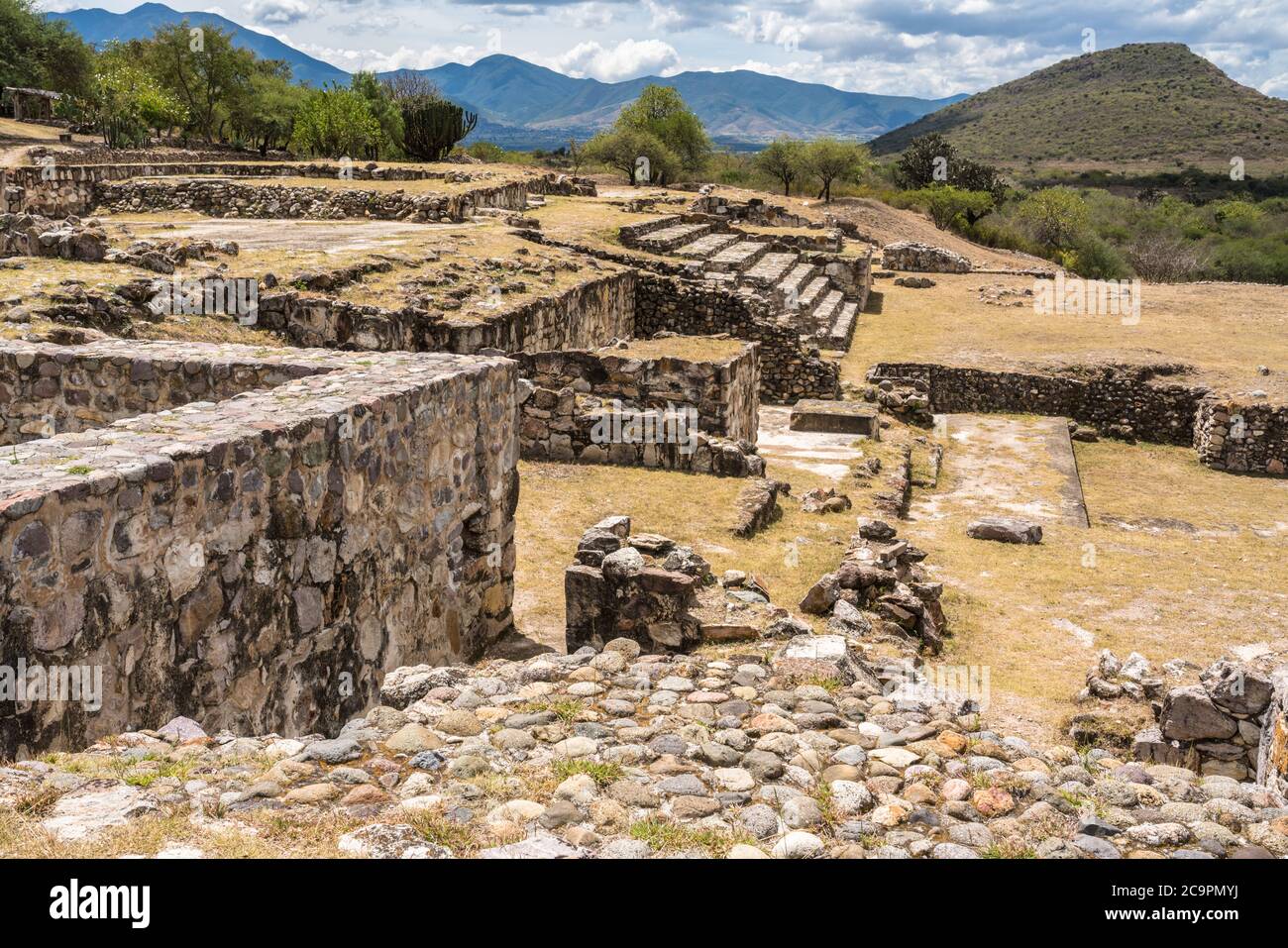 Building B in the ruins of the pre-Hispanic Zapotec city of Dainzu in ...