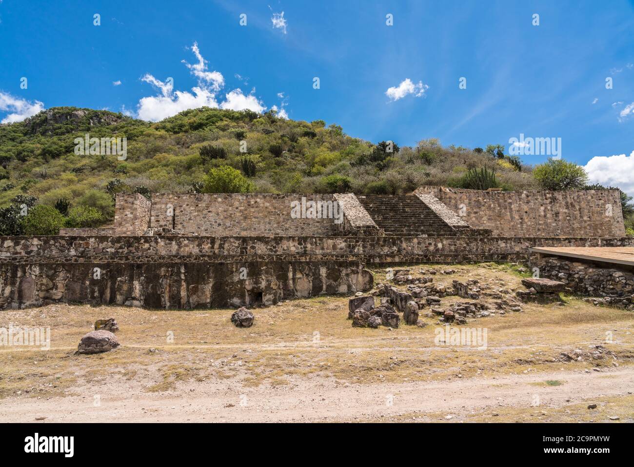 Building A in the ruins of the pre-Hispanic Zapotec city of Dainzu in ...