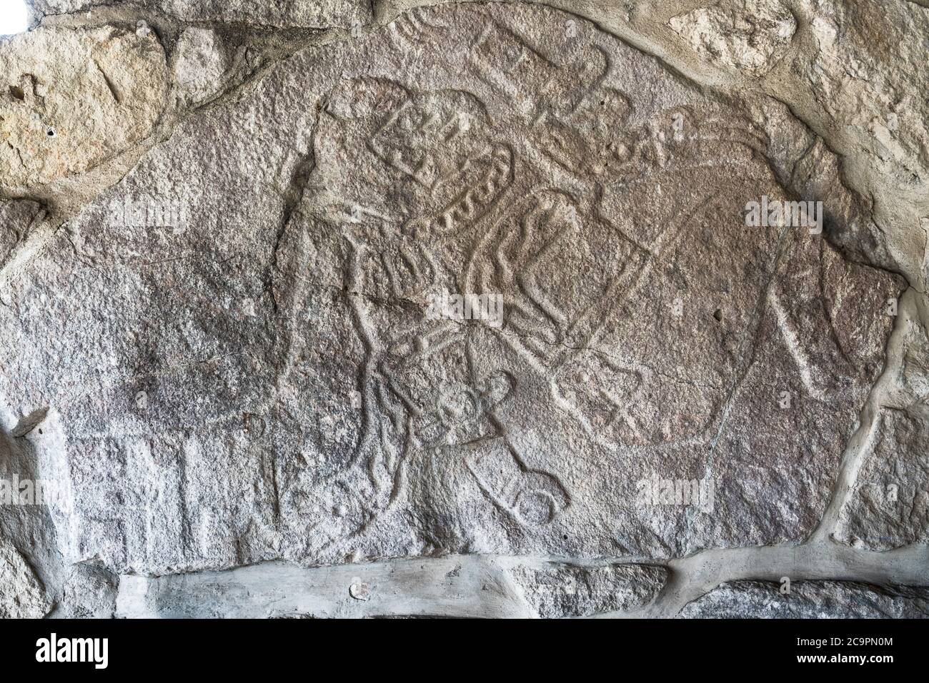 The Gallery on the wall of Building A in the ruins of the pre-Hispanic ...