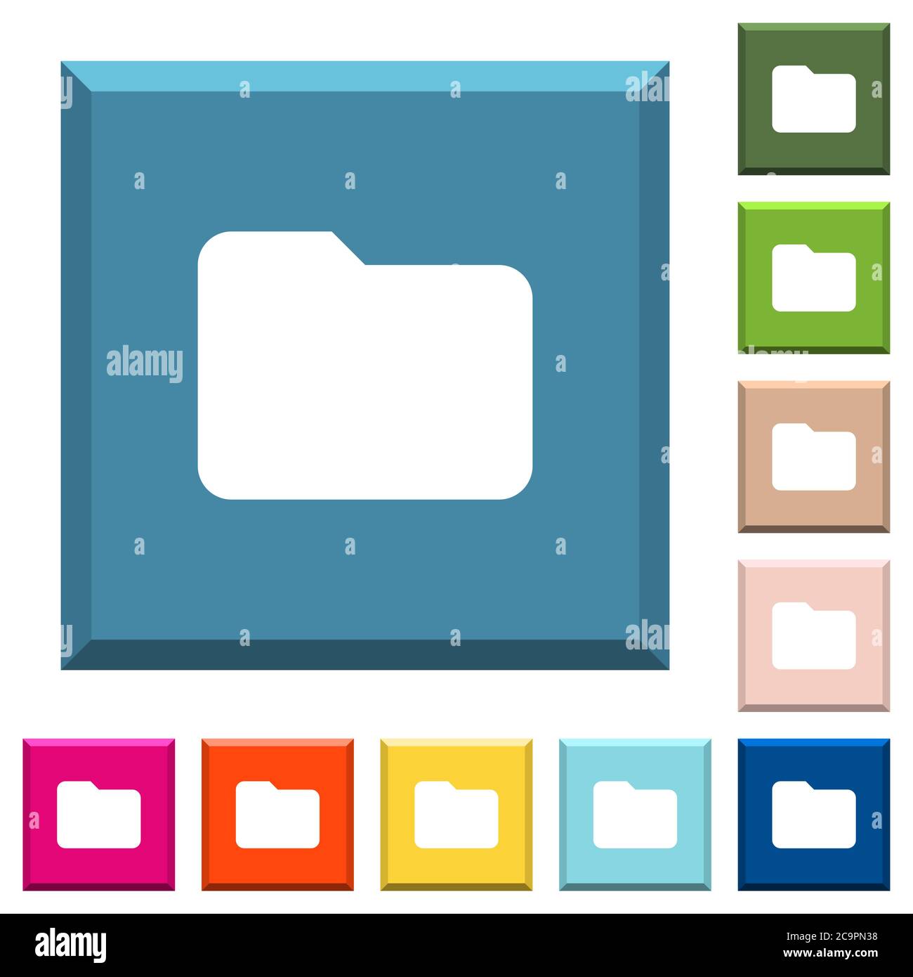 Single folder white icons on edged square buttons in various trendy ...