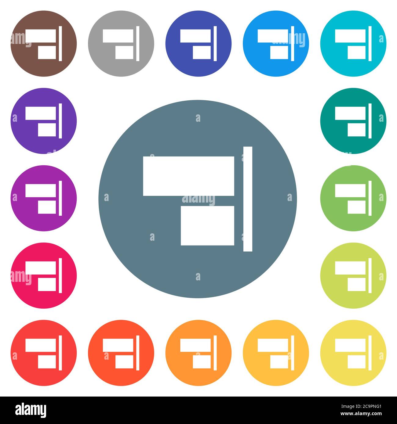 Align to right flat white icons on round color backgrounds. 17 ...