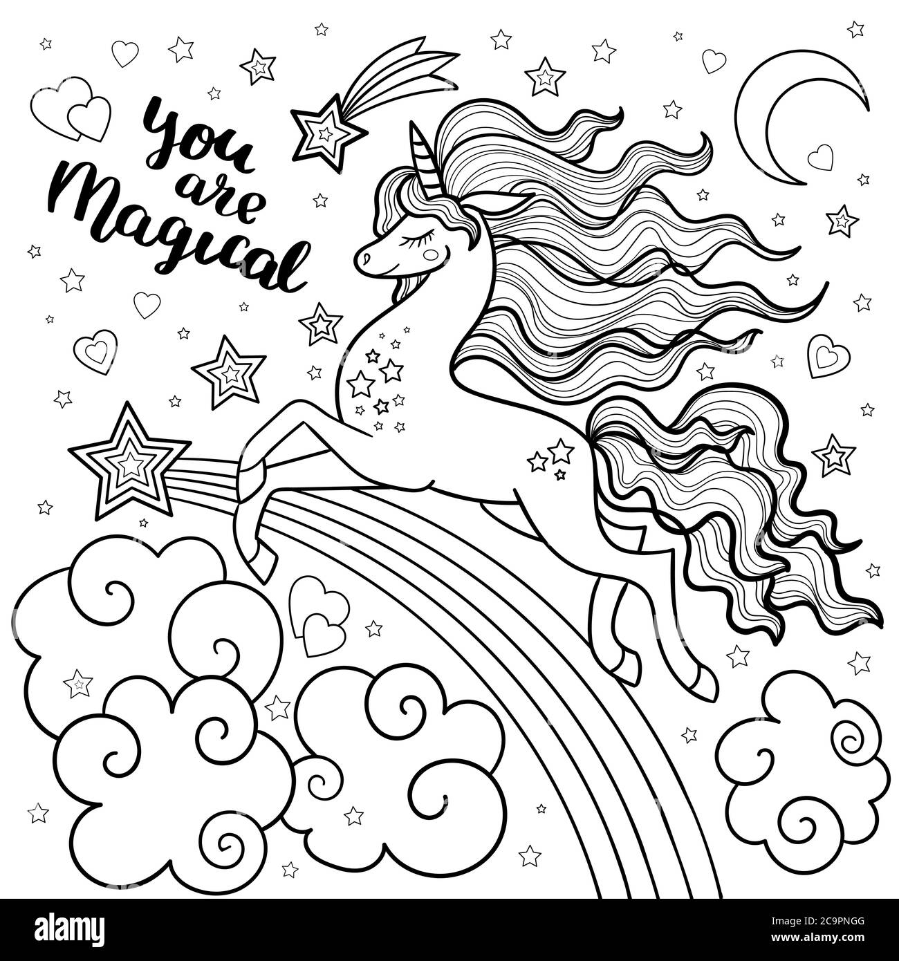 Pink Fluffy Unicorns Coloring Pages