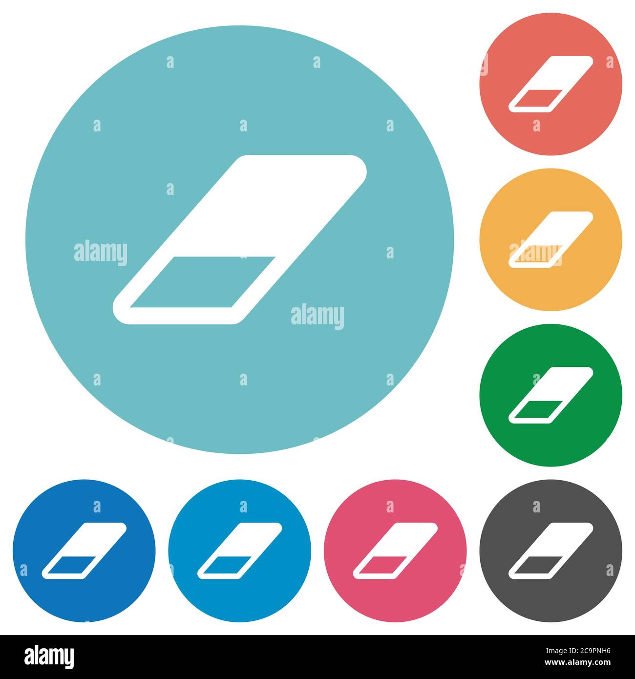 Eraser flat white icons on round color backgrounds Stock Vector Image ...