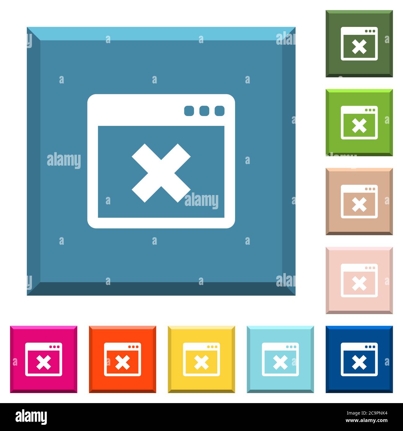 Application cancel white icons on edged square buttons in various ...