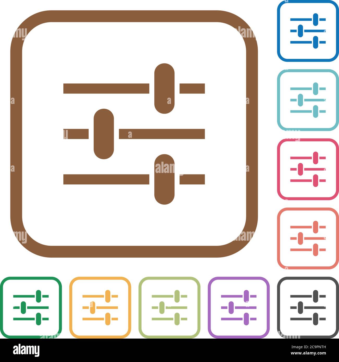 Adjustment simple icons in color rounded square frames on white ...