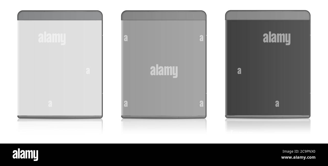 Blank Blu-ray case white, grey, black. Illustration 3D rendering ...