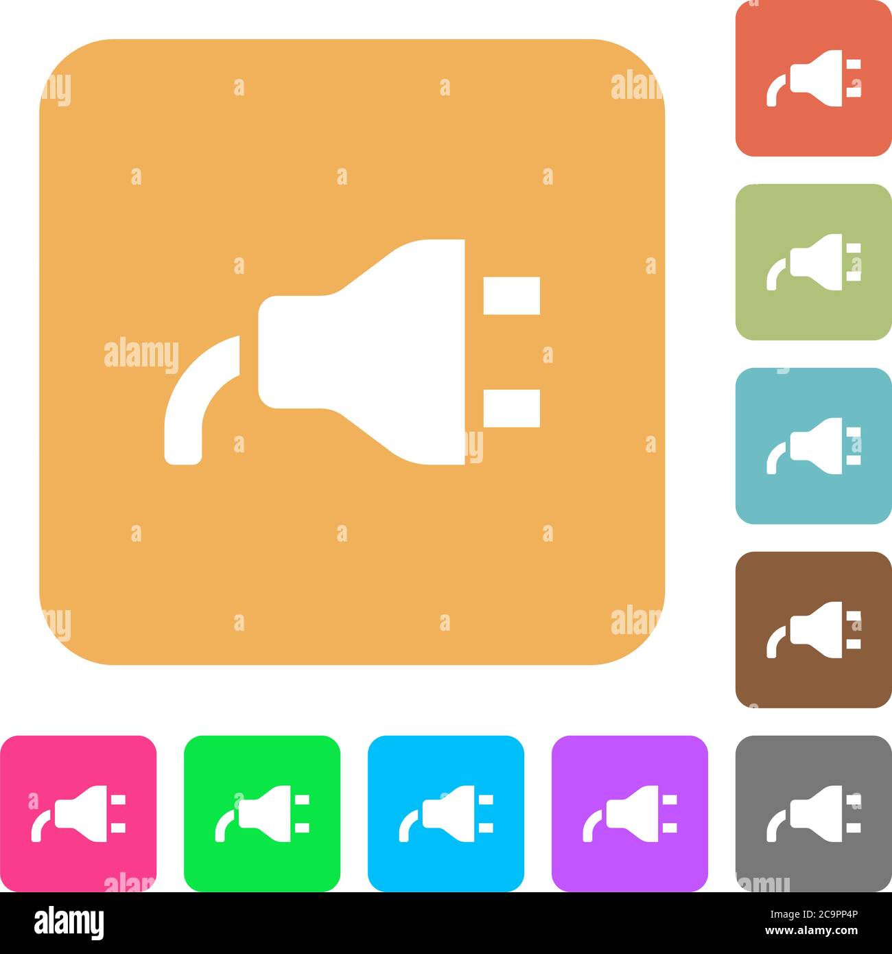 Power plug flat icons on rounded square vivid color backgrounds Stock Vector Image & Art - Alamy