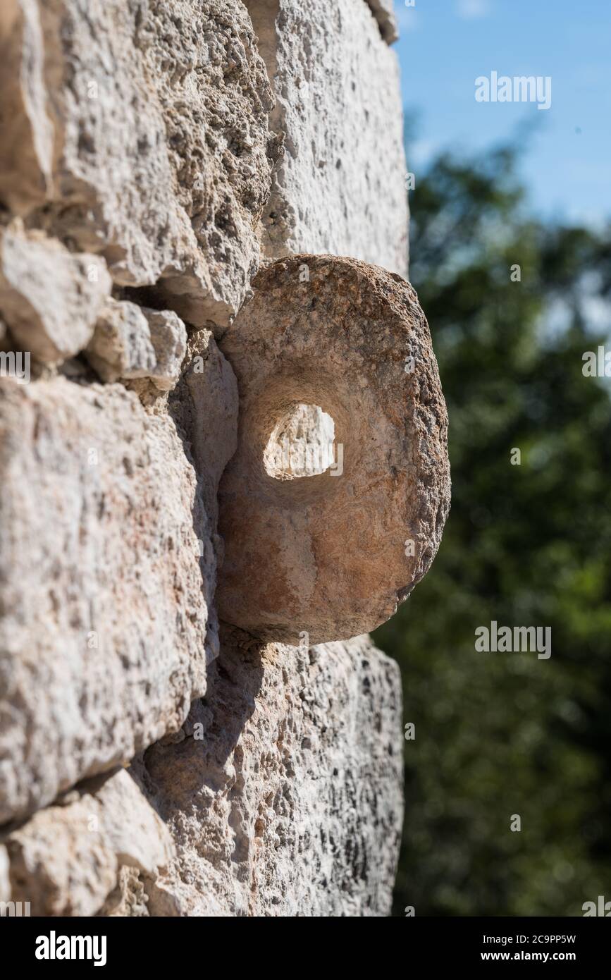 Small stone rings set in the walls of the twin temples atop Structure ...