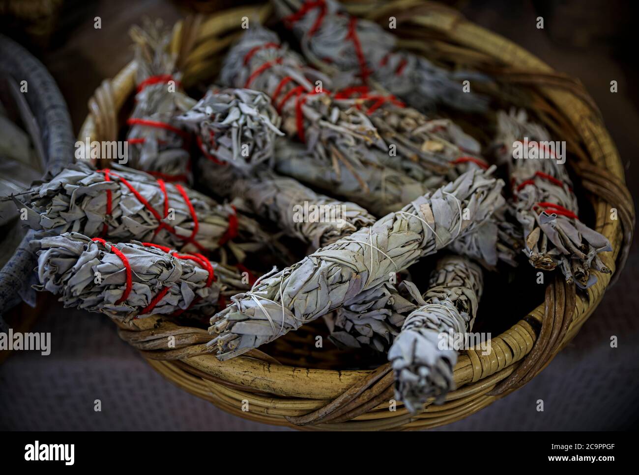 Traditional Native American Indian ritual white sage smudge sticks on ...
