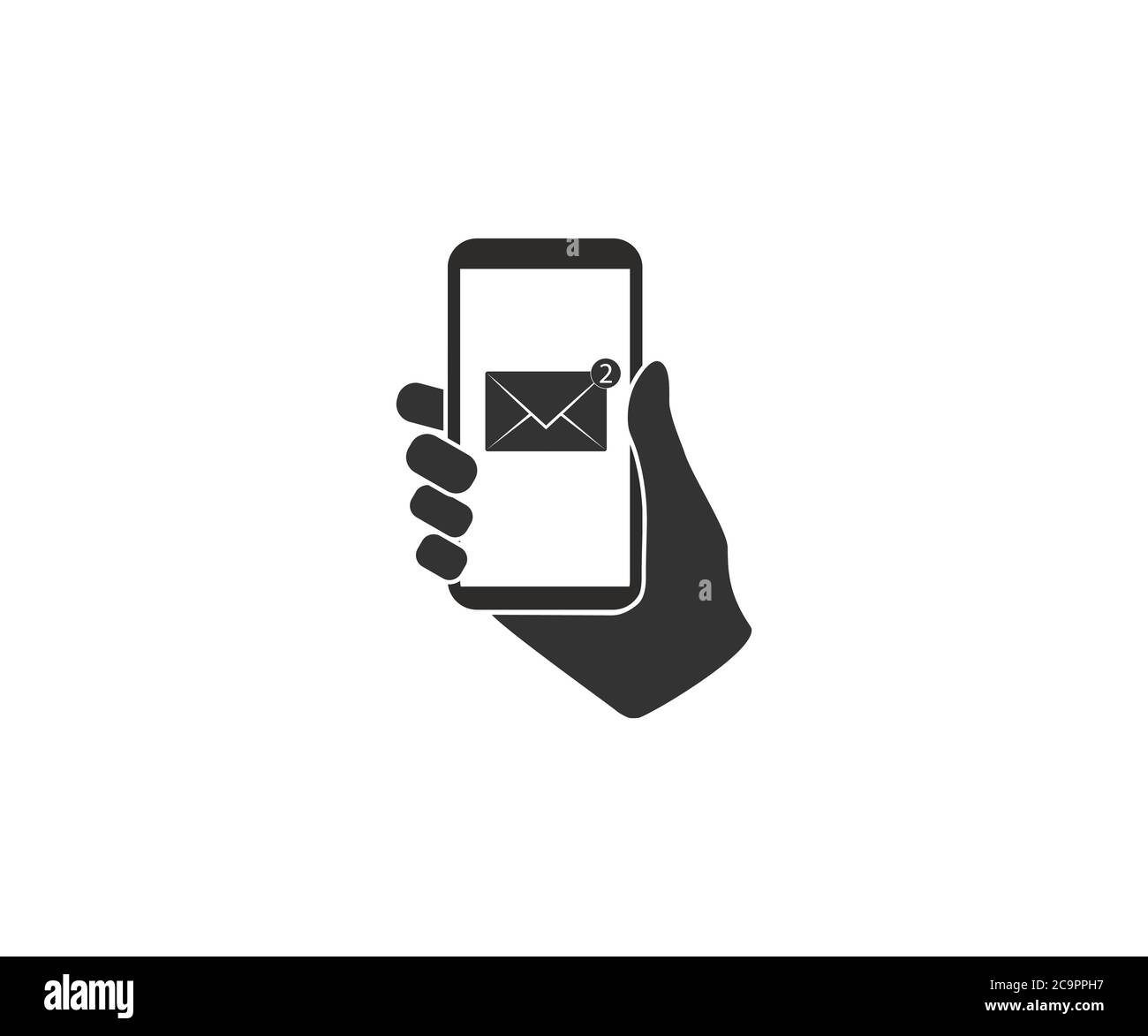 Mobile phone in hand, message. Vector illustration, flat design Stock ...