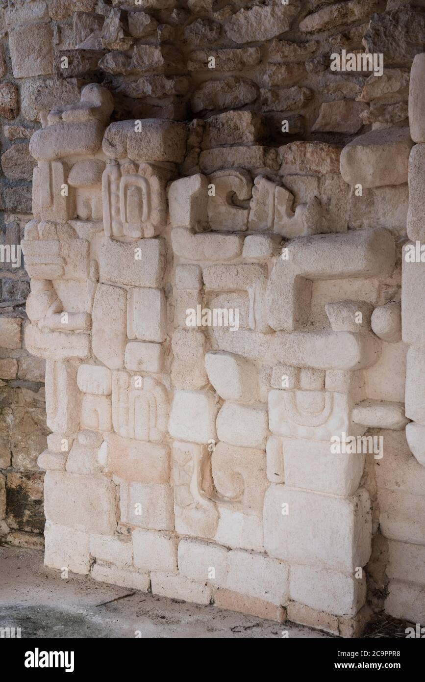 Decorative stucco carved glyphs in the Acropolis in the pre-HIspanic ...