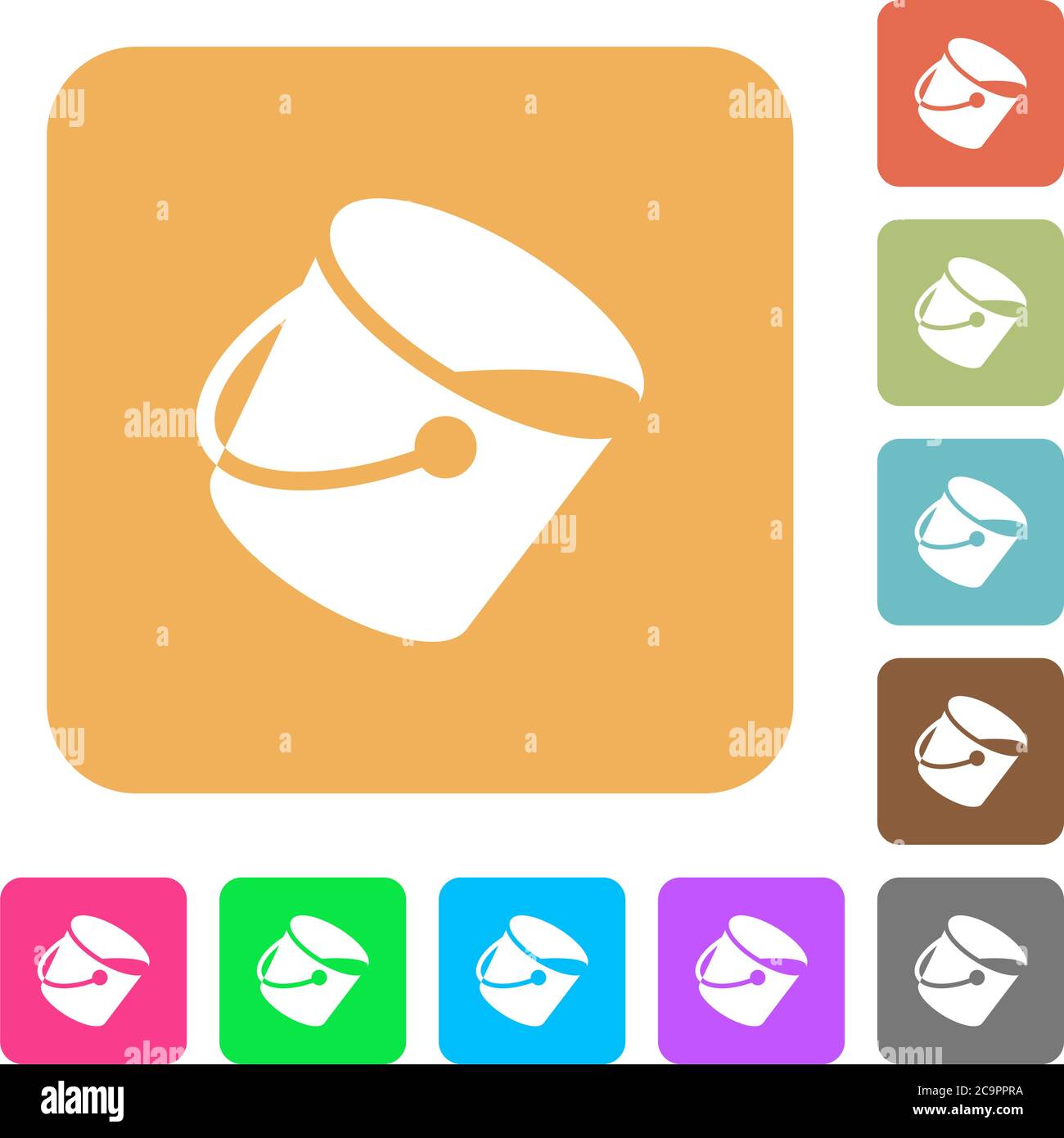 Paint bucket flat icons on rounded square vivid color backgrounds Stock ...