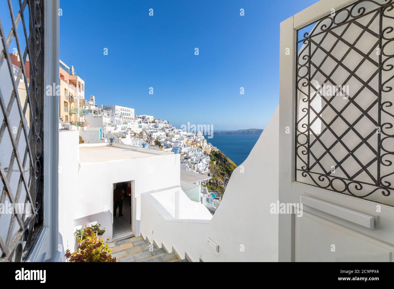 White architecture on Santorini island, Greece. Beautiful landscape ...