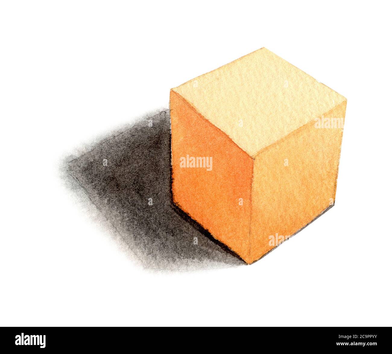 orange cube - light from the right, basic geometric shapes with ...