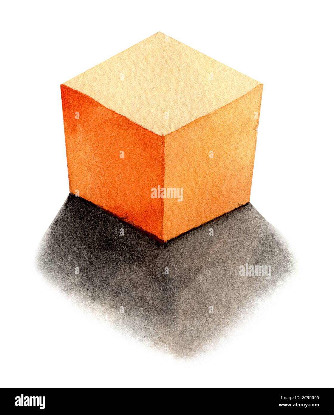 orange cube - light from the back, basic geometric shapes with dramatic ...