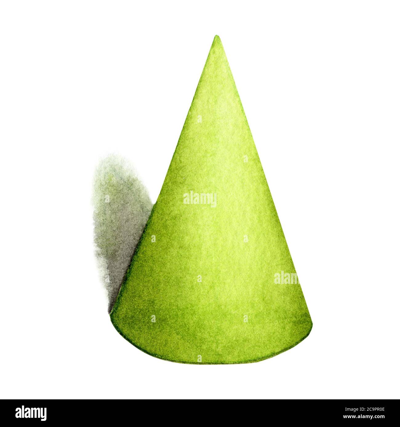 Green cone, basic geometric shapes with dramatic light and shadow in ...