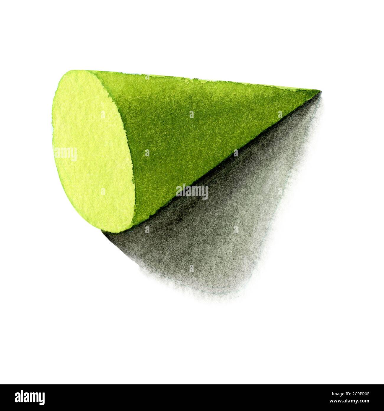 Green cone, basic geometric shapes with dramatic light and shadow in ...