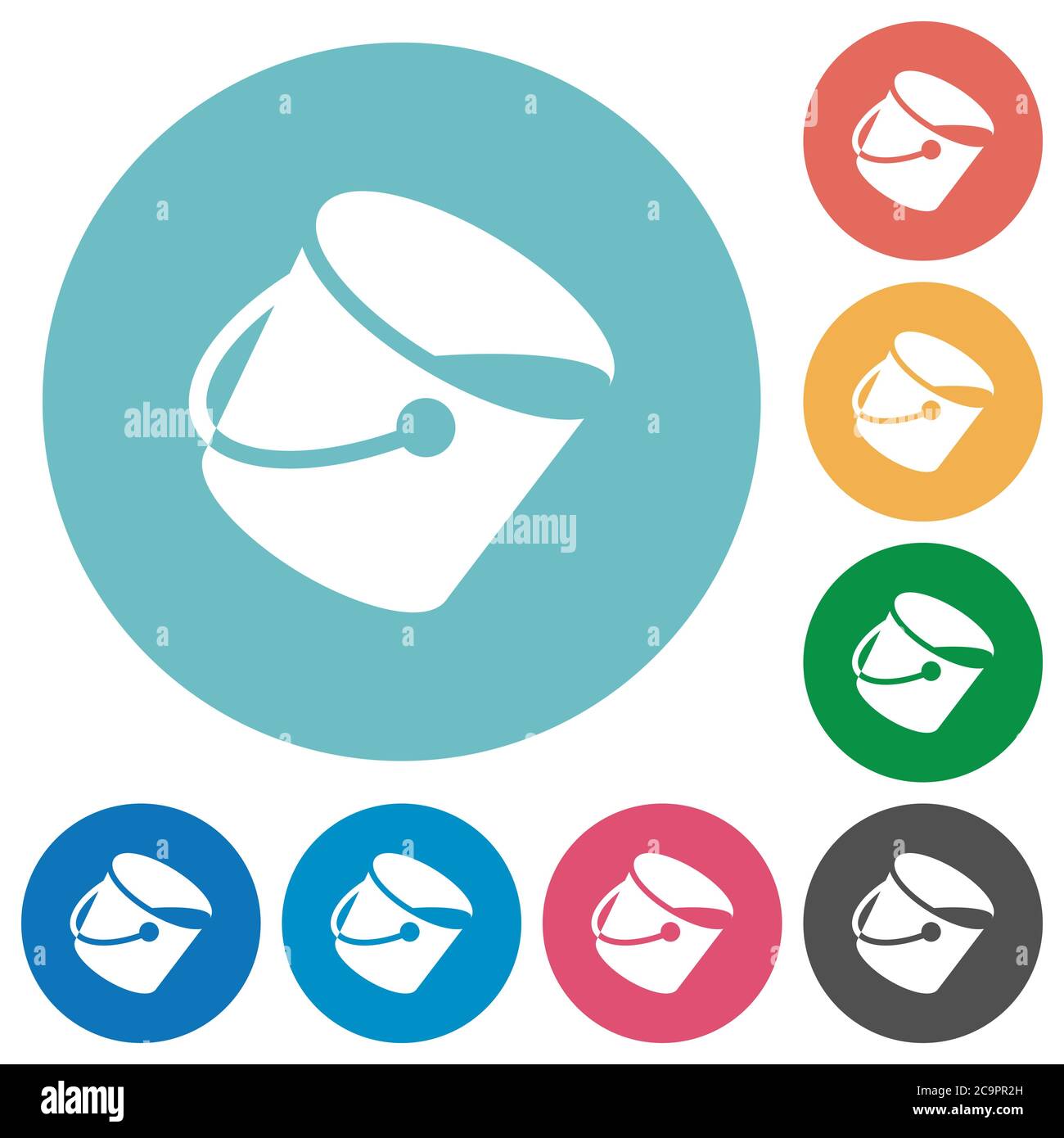 Paint bucket flat white icons on round color backgrounds Stock Vector ...