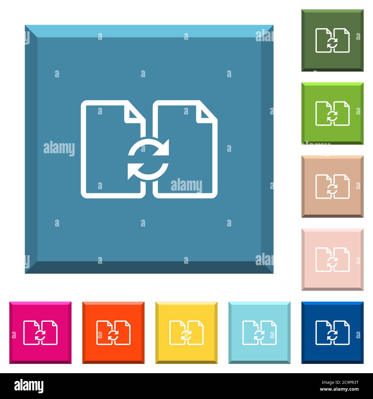 Swap documents white icons on edged square buttons in various trendy ...
