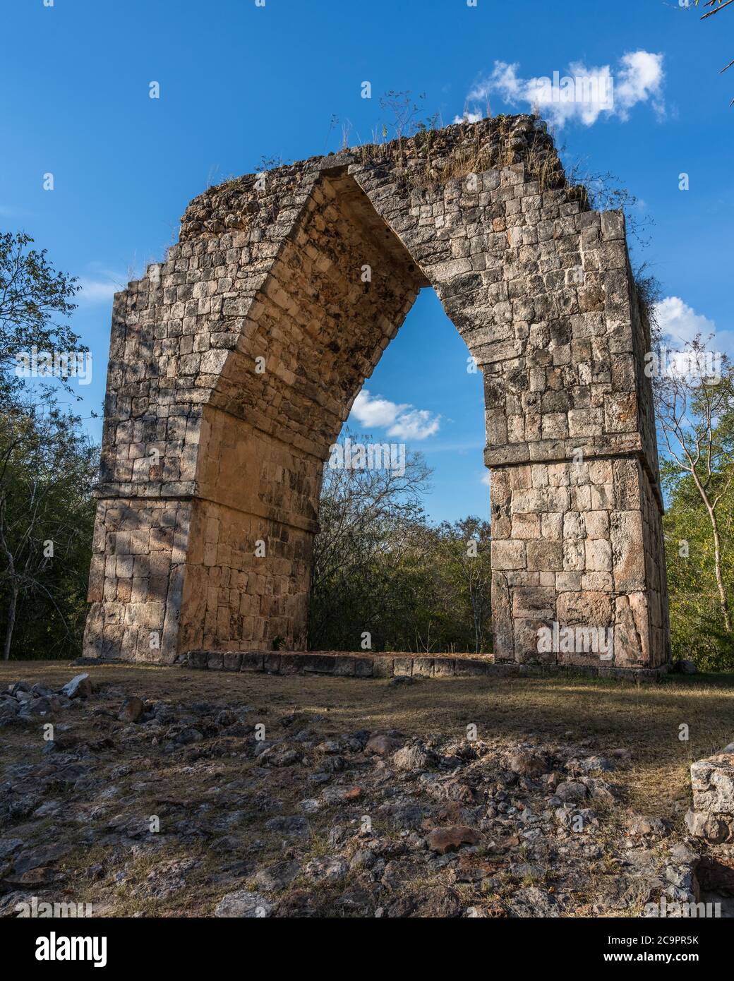 The Arch gateway into the pre-Hispanic Mayan ruins of Kabah are part of ...