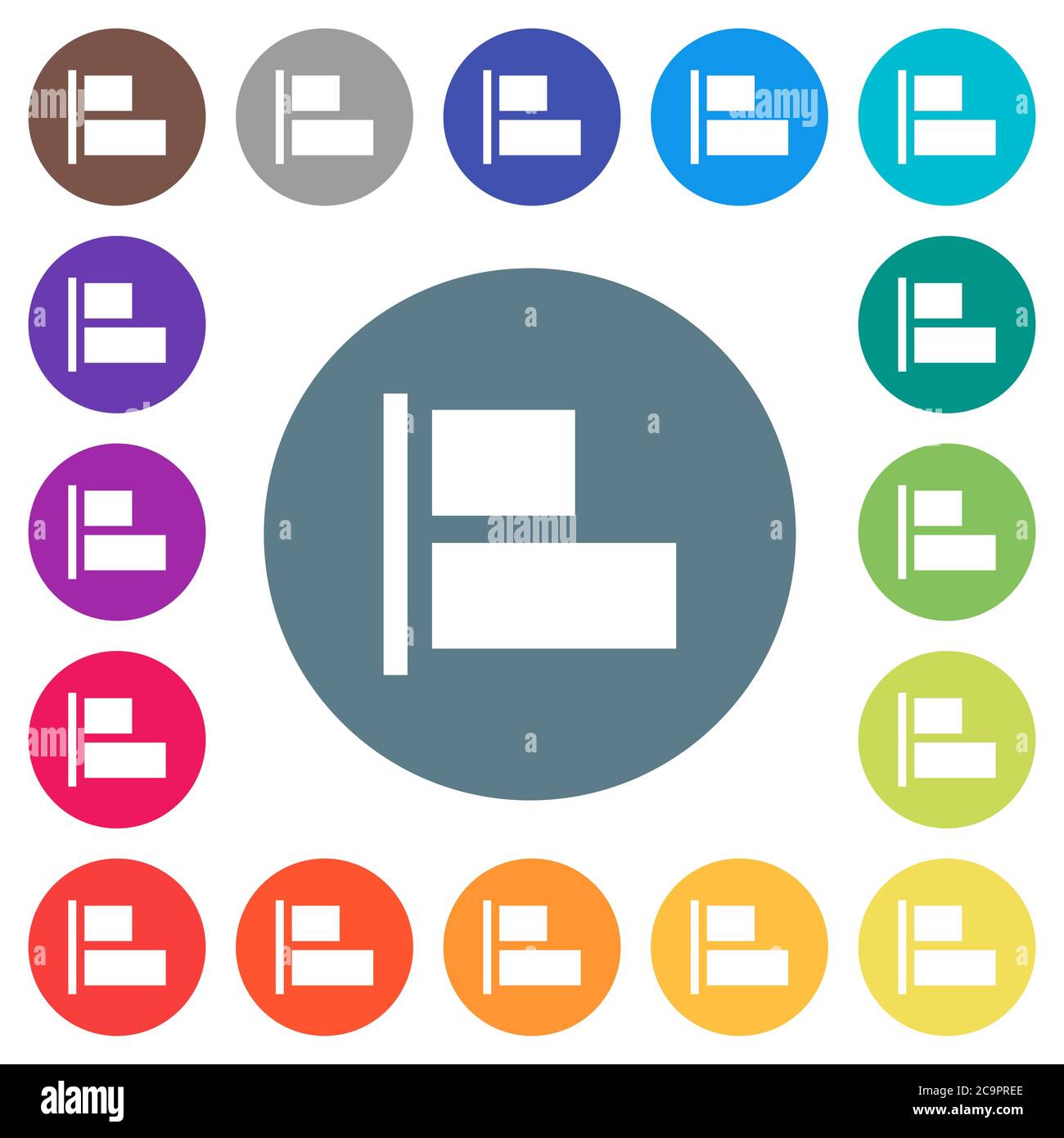 Align to left flat white icons on round color backgrounds. 17 ...