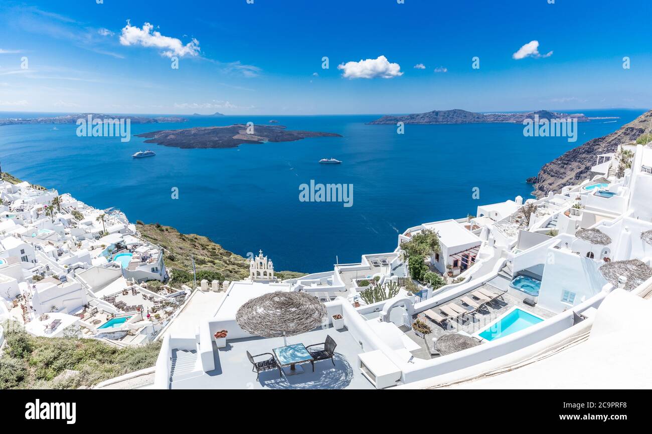 Summer vacation panorama, luxury famous Europe destination. White ...