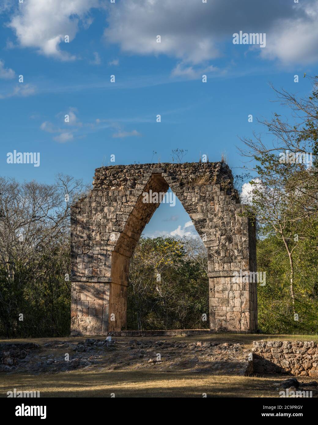 The Arch gateway into the pre-Hispanic Mayan ruins of Kabah are part of ...