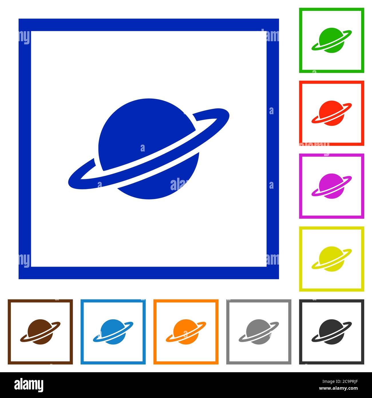 Planet flat color icons in square frames on white background Stock ...