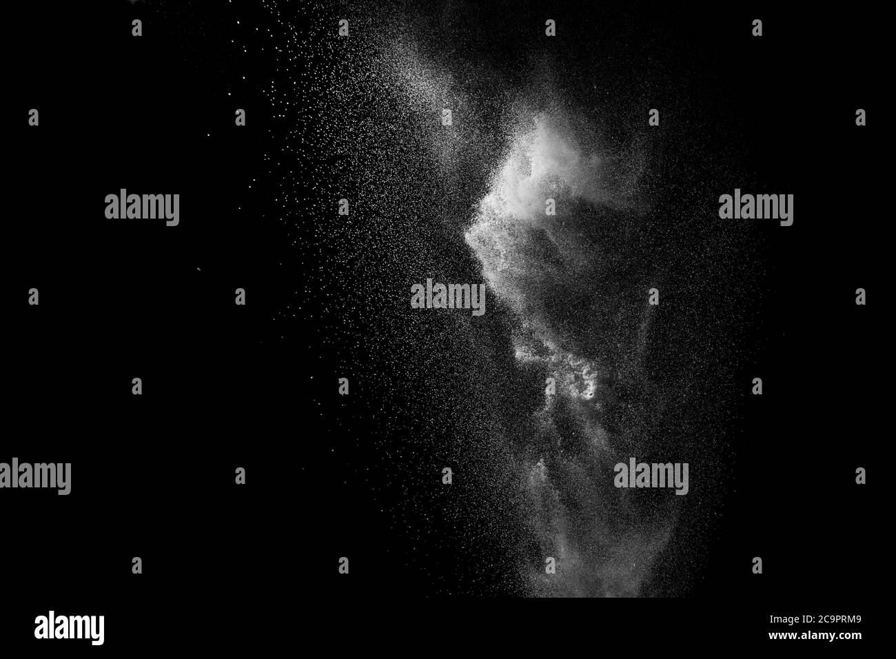White powder explosion clouds.Freeze motion of white dust particles on ...
