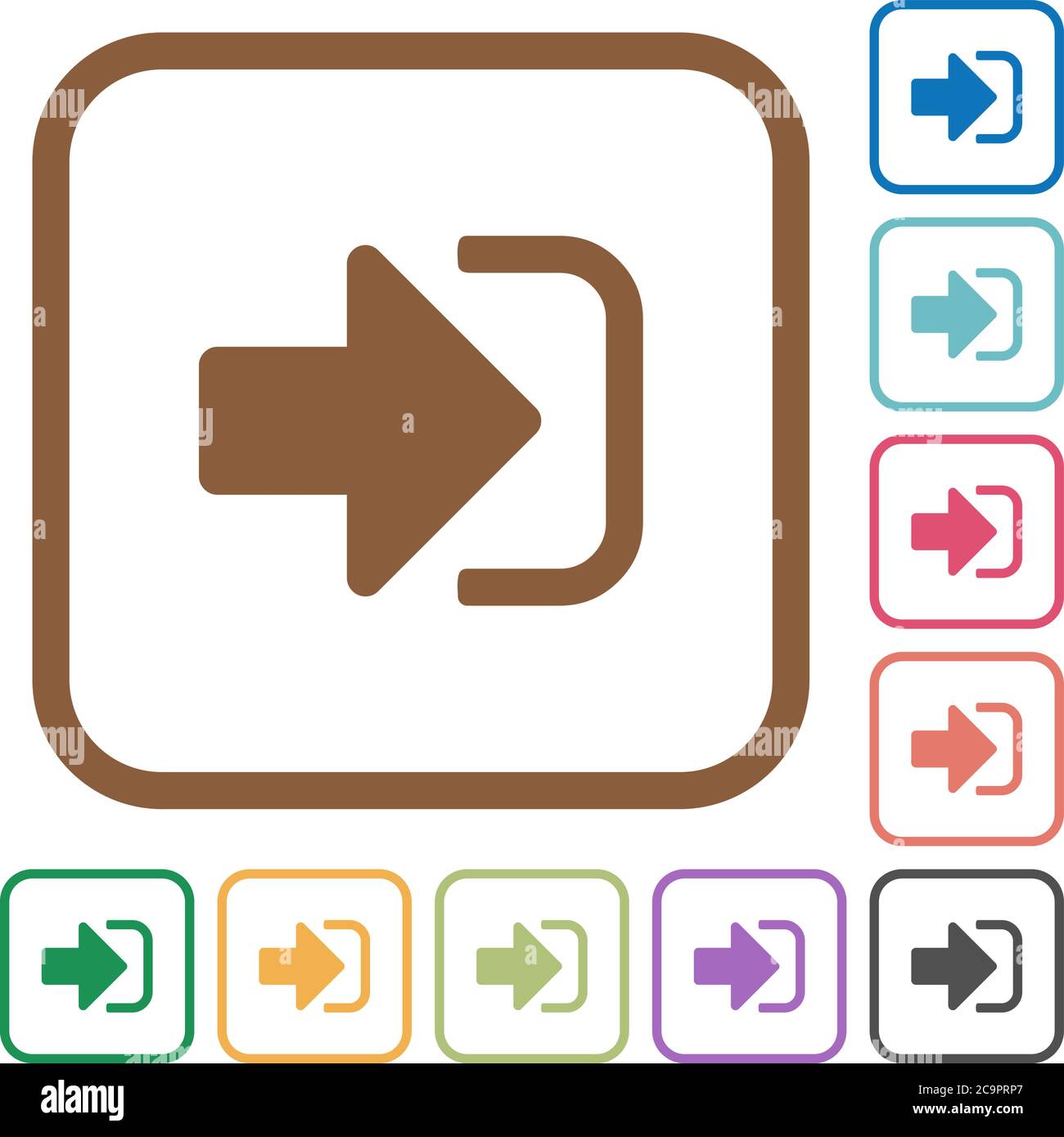 Sign in simple icons in color rounded square frames on white background ...