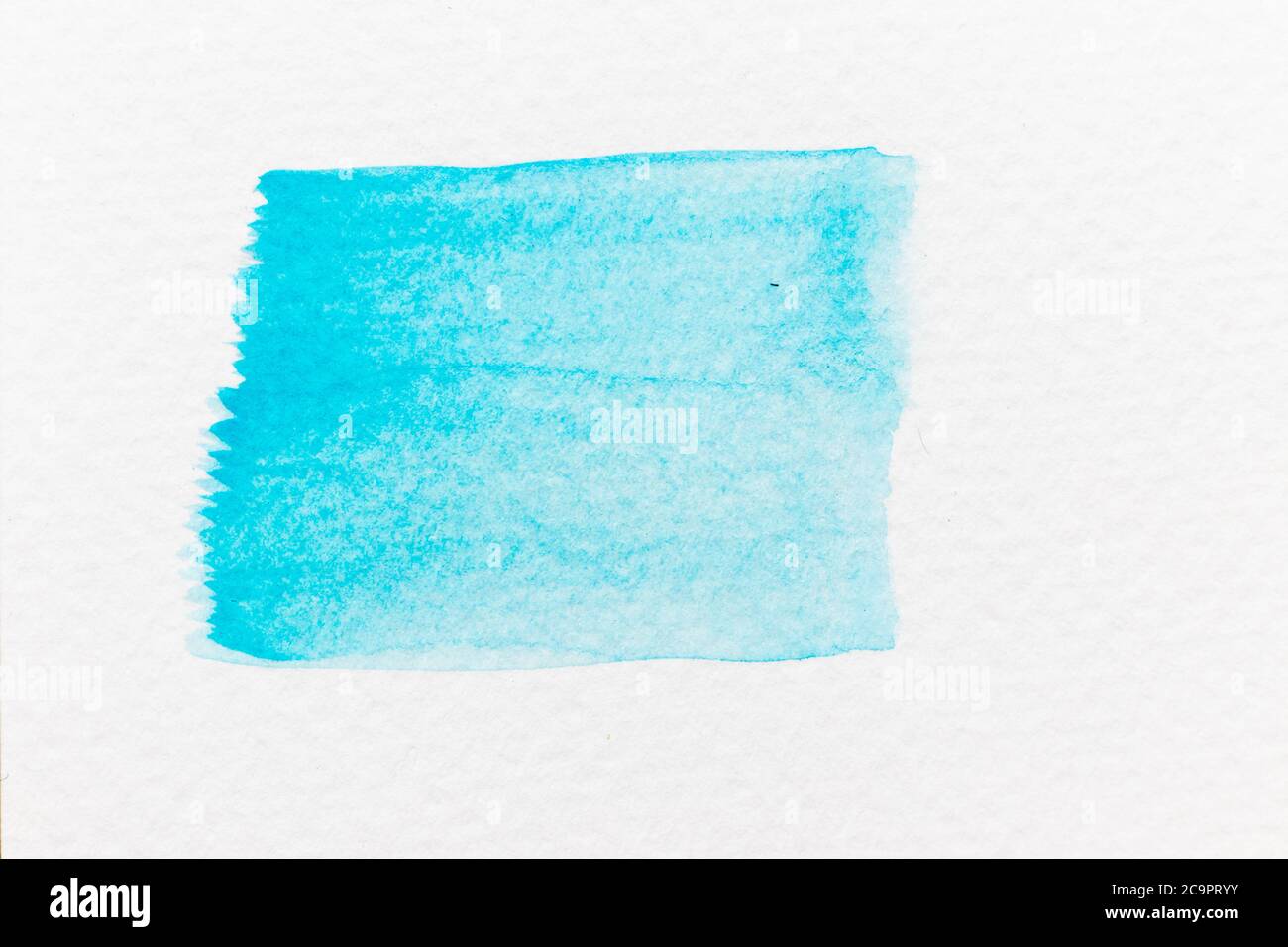 Blue color watercolor handdrawing as line brush on white paper ...