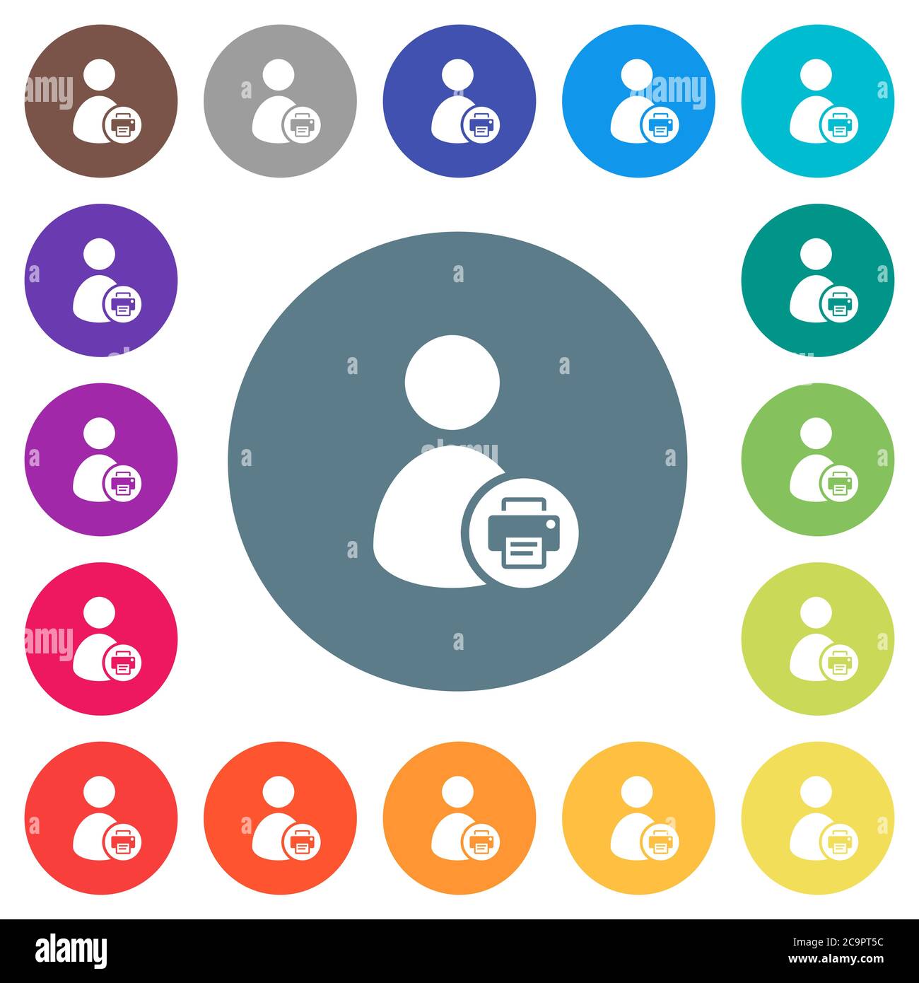 Print user account flat white icons on round color backgrounds. 17 ...
