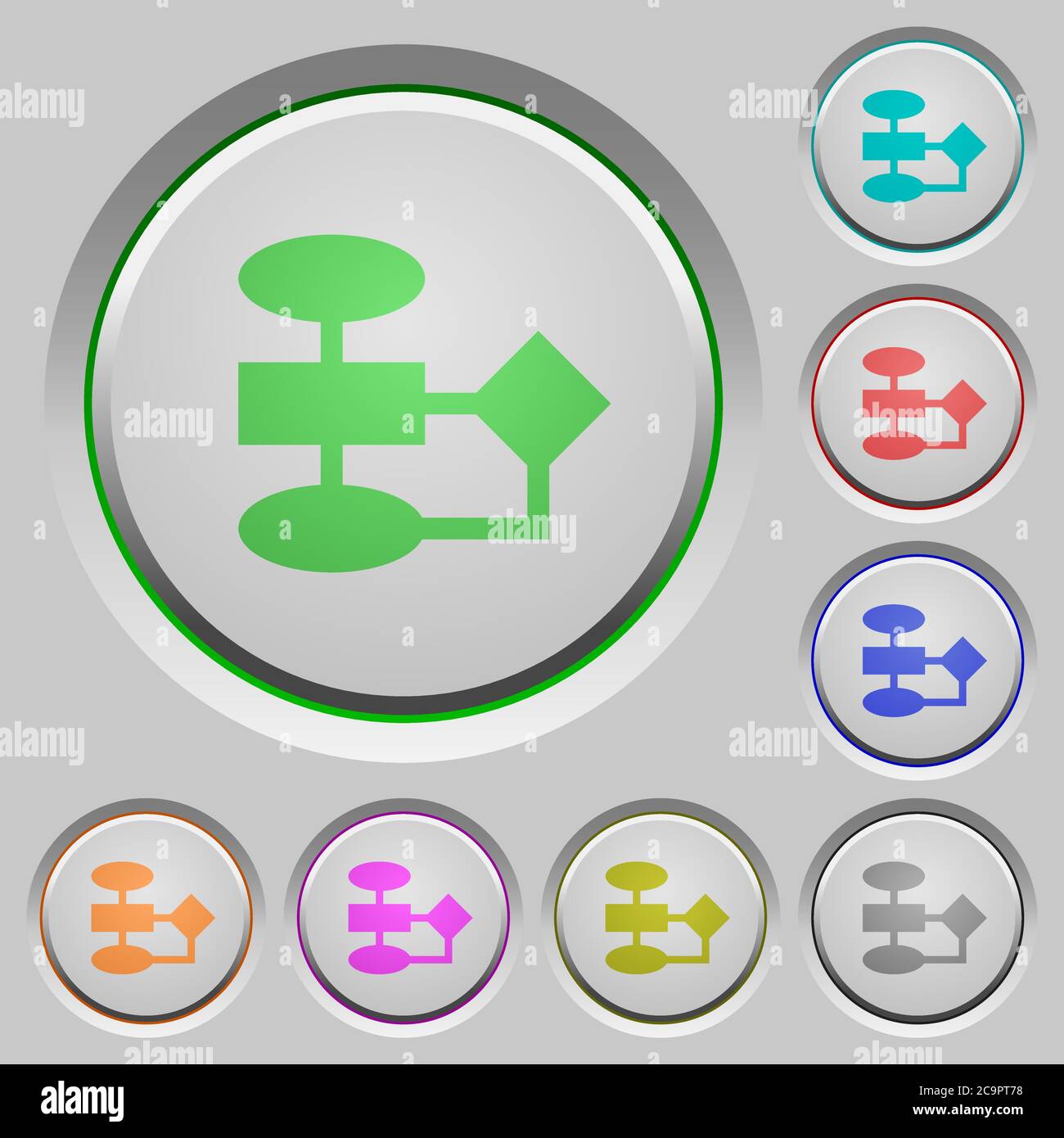 Flowchart color icons on sunk push buttons Stock Vector Image & Art - Alamy