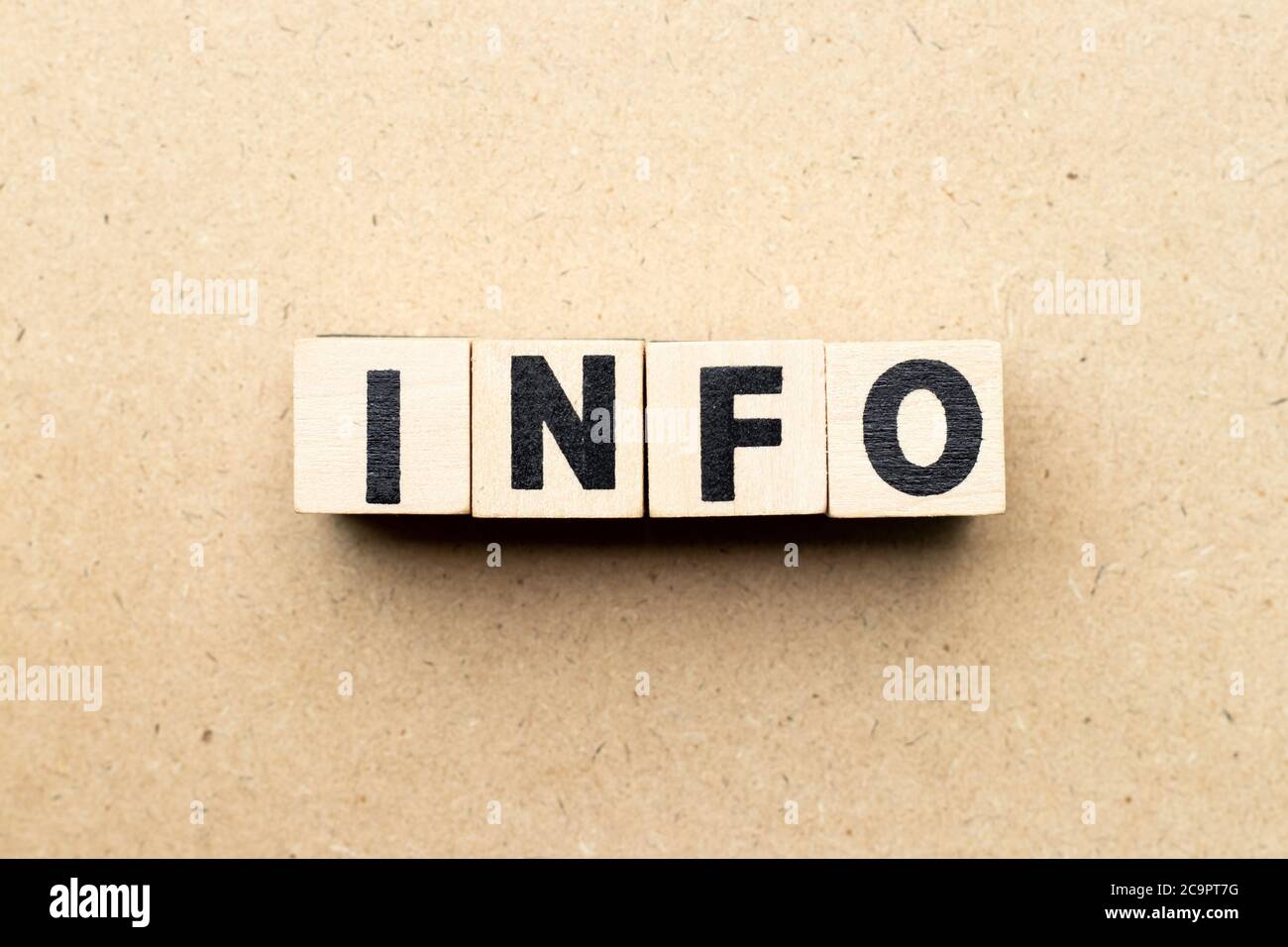 Letter block in word info on wood background Stock Photo - Alamy