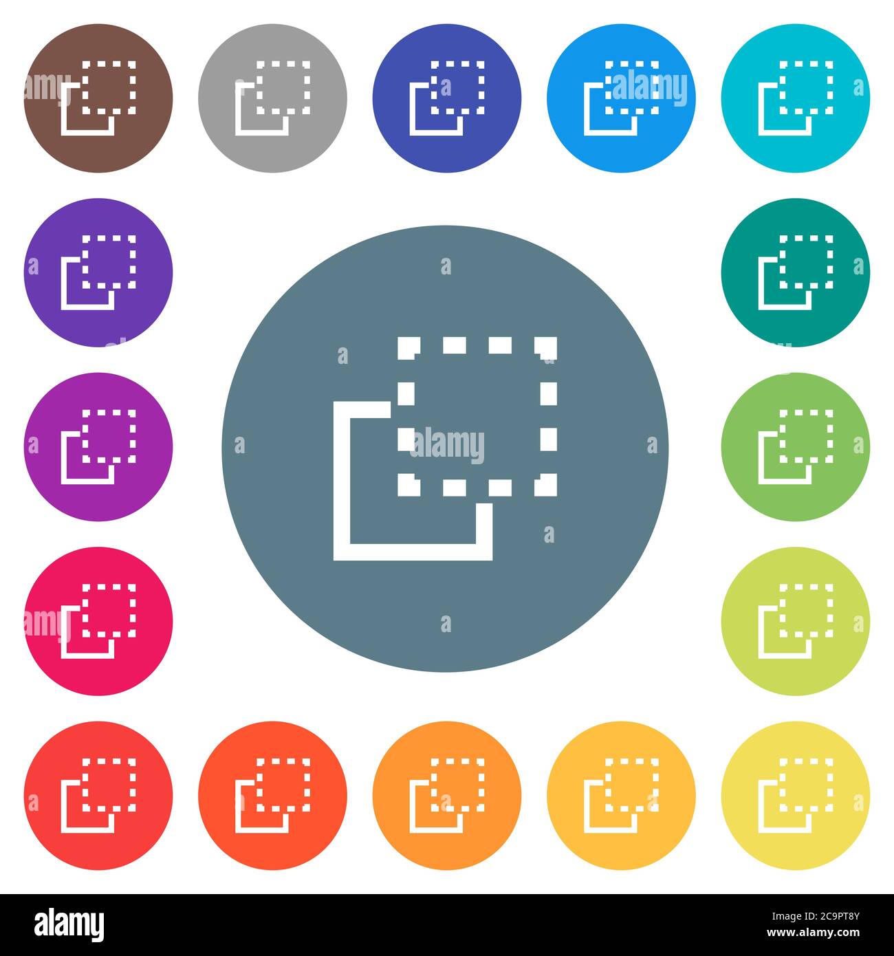 Bring element to front flat white icons on round color backgrounds. 17 ...